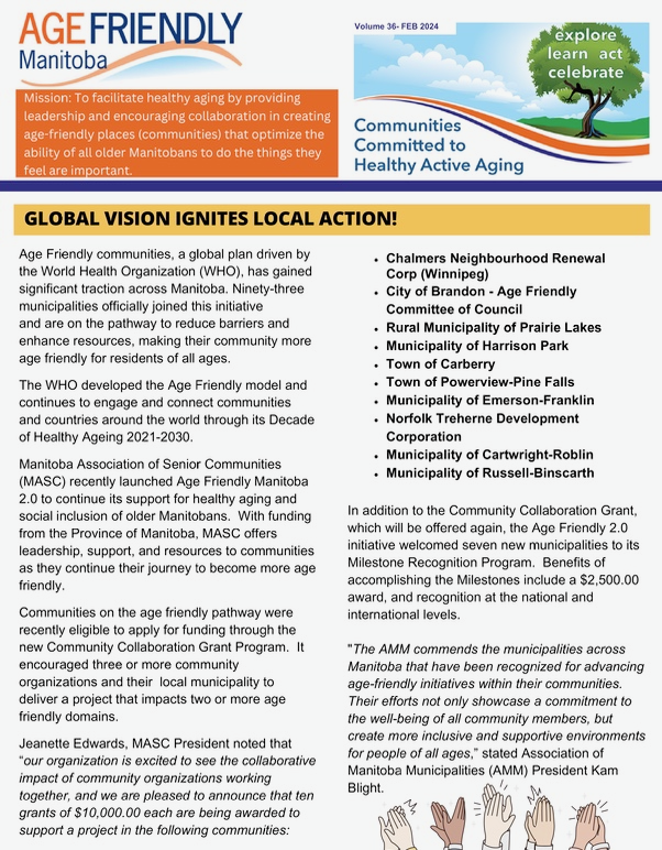Age-Friendly Newsletter Volume 36 February 2024 – Age Friendly Manitoba